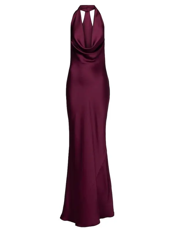 Norma Kamali Draped Satin Gown - Burgundy