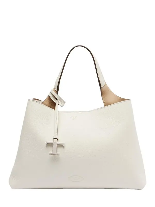 TOD'S Medium Leather Tote Bag - Beige