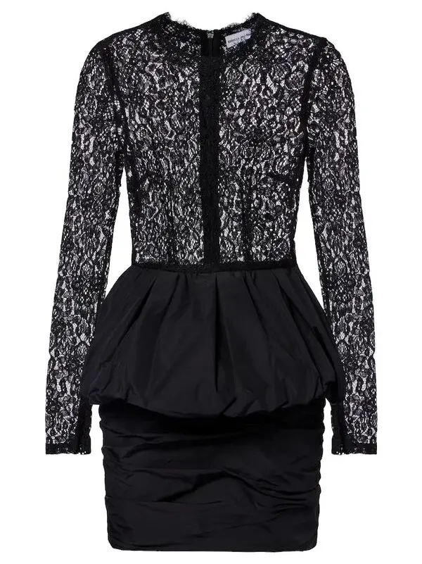 Rebecca Vallance Dixie Peplum Lace And Taffeta Minidress - Black