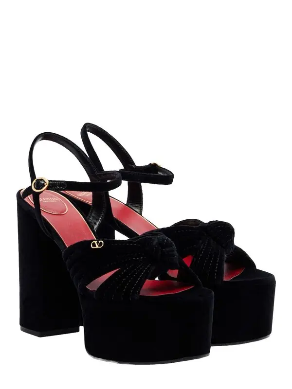 Valentino Garavani Crasher 125 Velvet Platform Sandals - Black