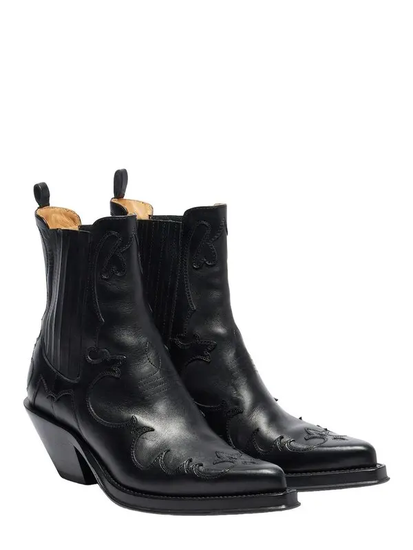 Gabriela Hearst Cassidy Leather Cowboy Boots - Black