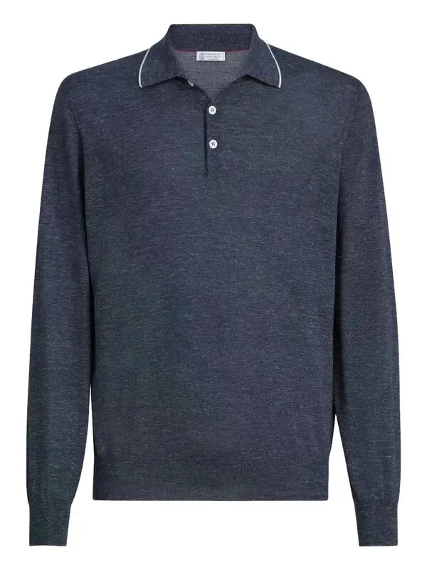 Brunello Cucinelli Long-sleeve Button-fastening Polo Shirt - Blue