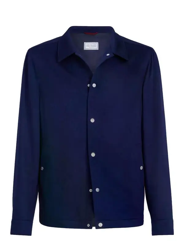 Brunello Cucinelli Flannel-texture Cashemere Shirt Jacket - Blue