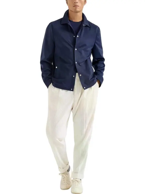 Brunello Cucinelli Flannel-texture Cashmere Shirt Jacket - Blue
