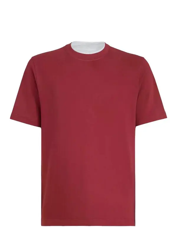 Brunello Cucinelli Crew-neck Faux-layering T-shirt - Red