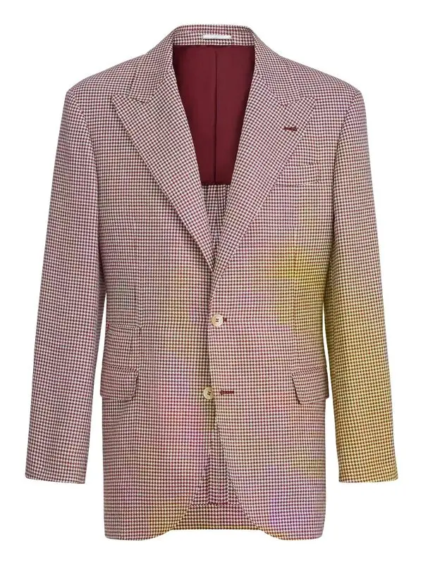Brunello Cucinelli Houndstooth Peak Lapels Tailor Blazer - Red