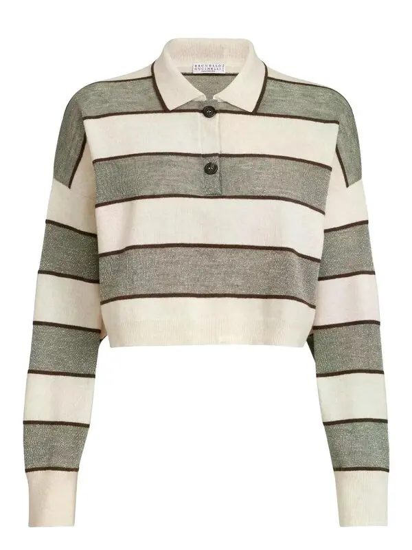 Brunello Cucinelli Striped-pattern Polo Shirt - Neutrals