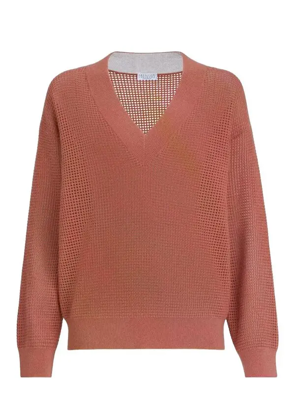 Brunello Cucinelli V-neck Sweater - Orange