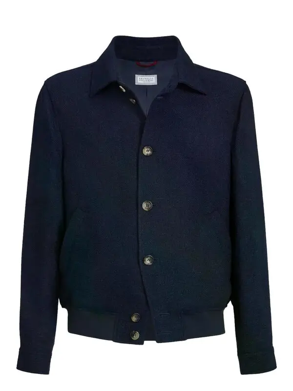 Brunello Cucinelli Button Hopsack Shirt Jacket - Blue