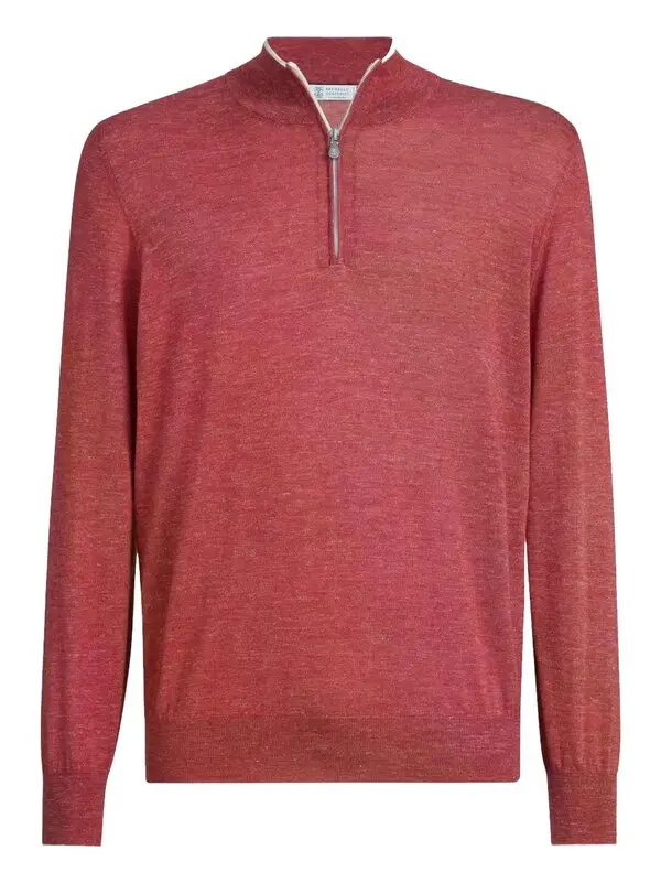 Brunello Cucinelli Half-zip Long-sleeve Sweater - Red