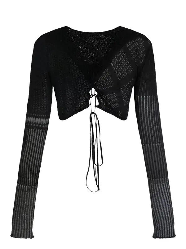 ROBERTA EINER Long-sleeve Lace-up Top - Black