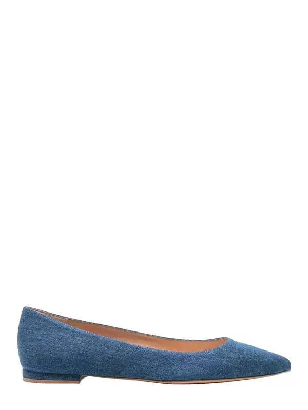 GIANVITO ROSSI Pointed-toe Denim Ballerina Shoes - Blue