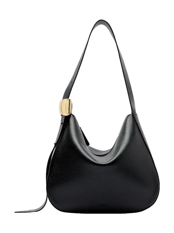 AMANU Zambia Leather Shoulder Bag - Black