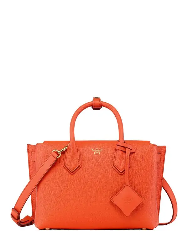Mcm Milla Tote In Grained Leather - Orangeade