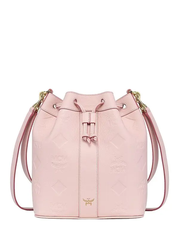 Mcm Dessau Drawstring Bag In Maxi Monogram Leather - Lotus Pink