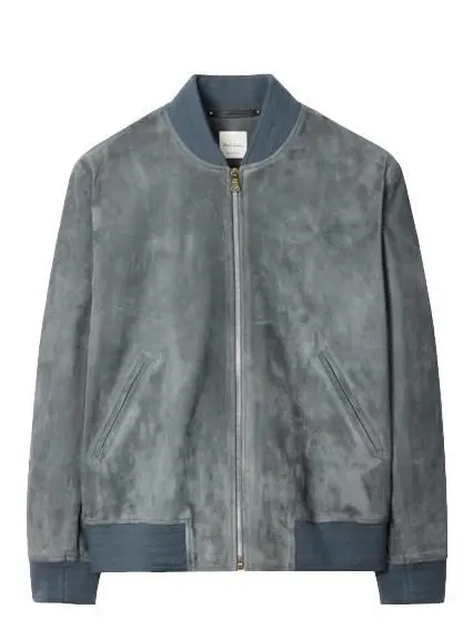 Paul Smith Steel Suede Bomber Jacket - Blue