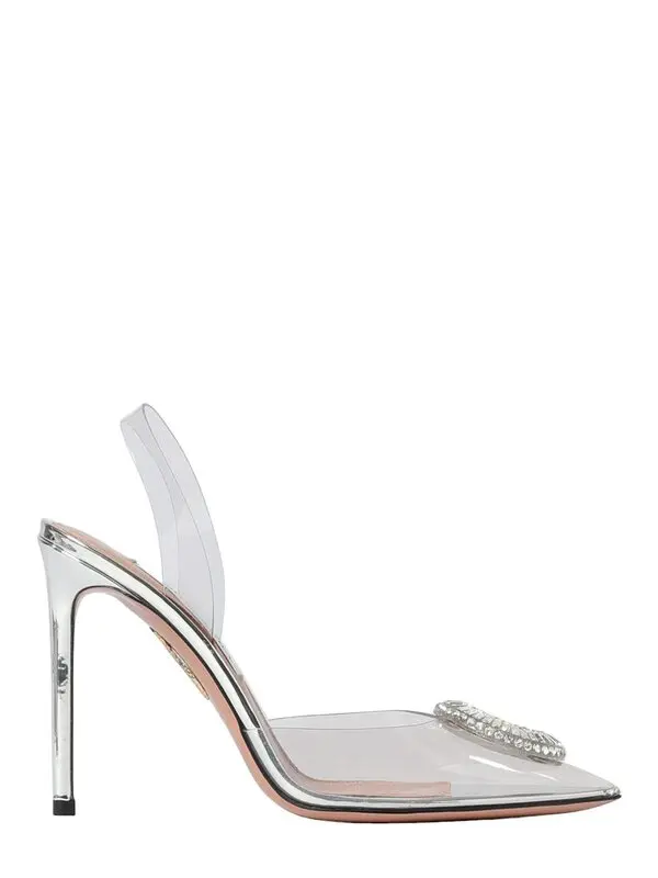 AQUAZZURA Pointed Toe Slingback Pumps - Silver