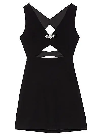 Maje Sleeveless Jewel-embroidered Mini Dress - Black