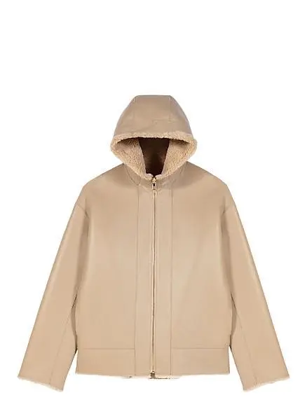 Maje Reversible Hooded Shearling-effect Coat - Camel