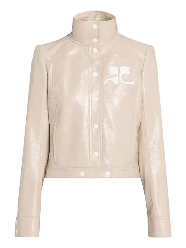 COURREGES Textured Vinyl Cropped Jacket - Mastic Gre