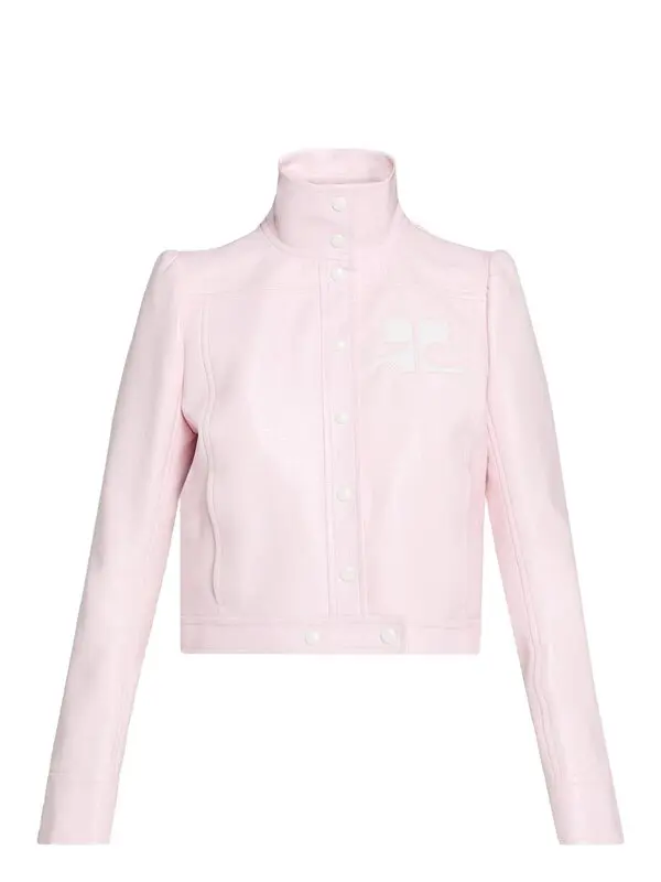COURREGES Textured Vinyl Cropped Jacket - Pale Pink2