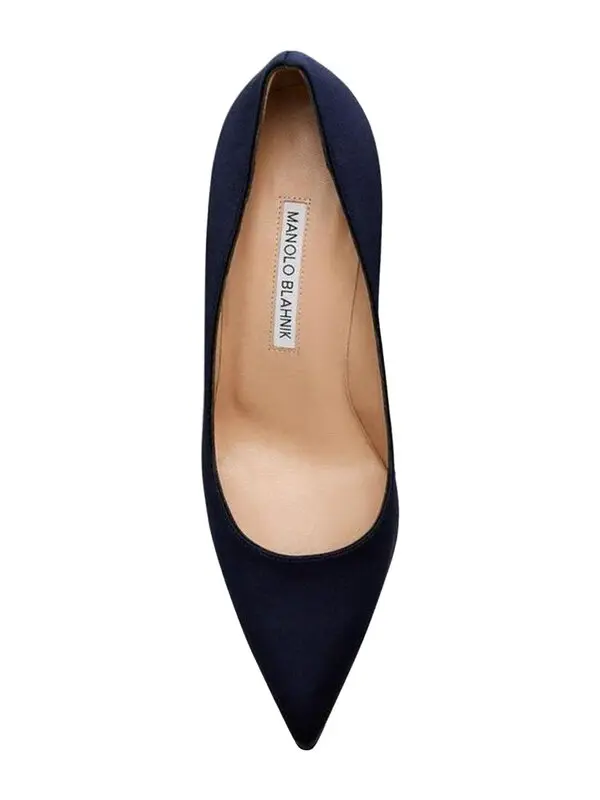 Manolo Blahnik Bb 90mm Satin Pumps - Navy