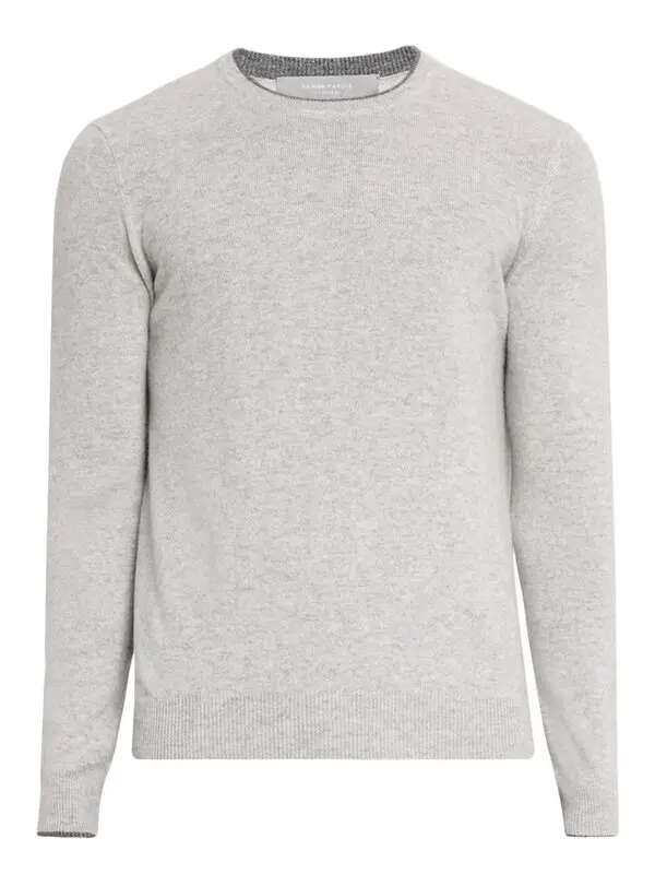 Neiman Marcus Cashmere Tipped Crewneck Sweater - 050lgry