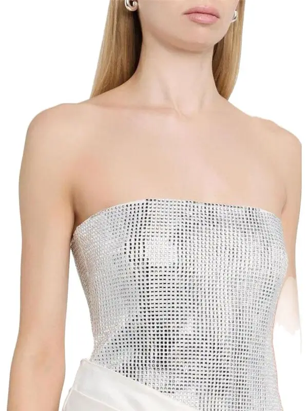 Retrofete Alexandra Strapless Sequin Dress - White/silv