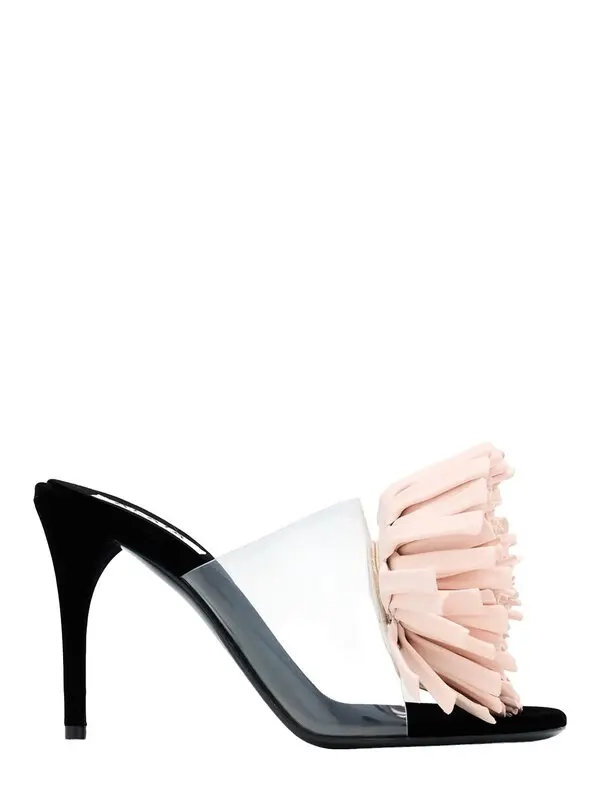 Alaïa Plexi Asymmetric Leather Flower Sandals - Pale Rose