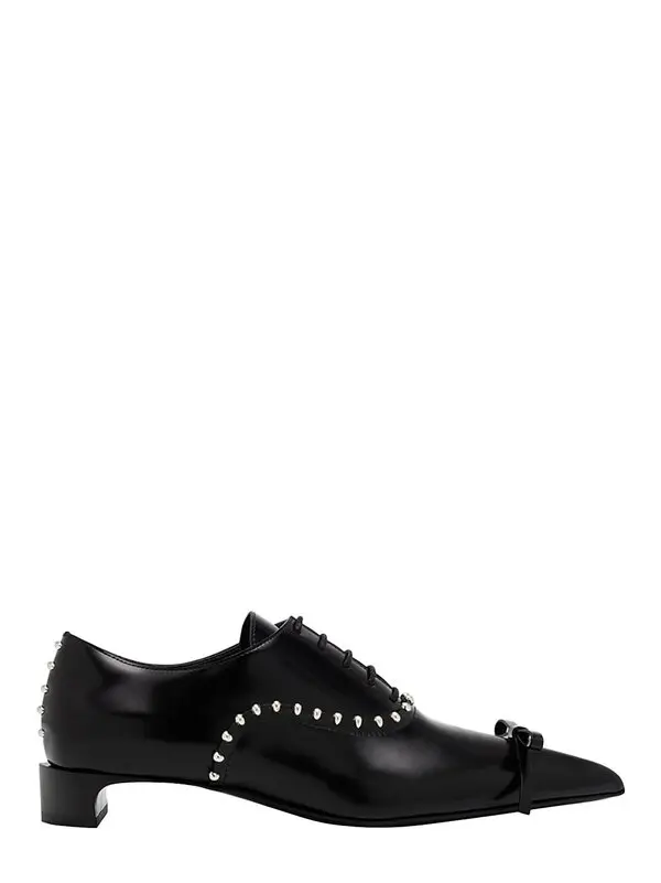 JIL SANDER Studded Leather Oxford Pumps - Black