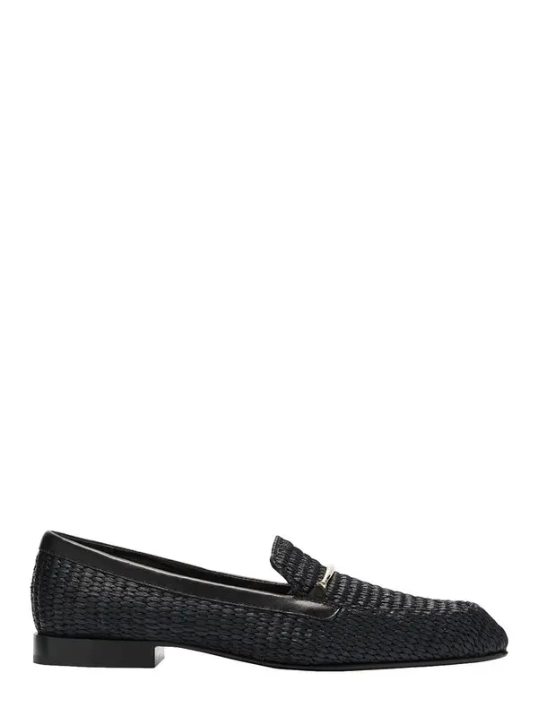 Victoria Beckham Raffia Loafers With Metal Strap - Black