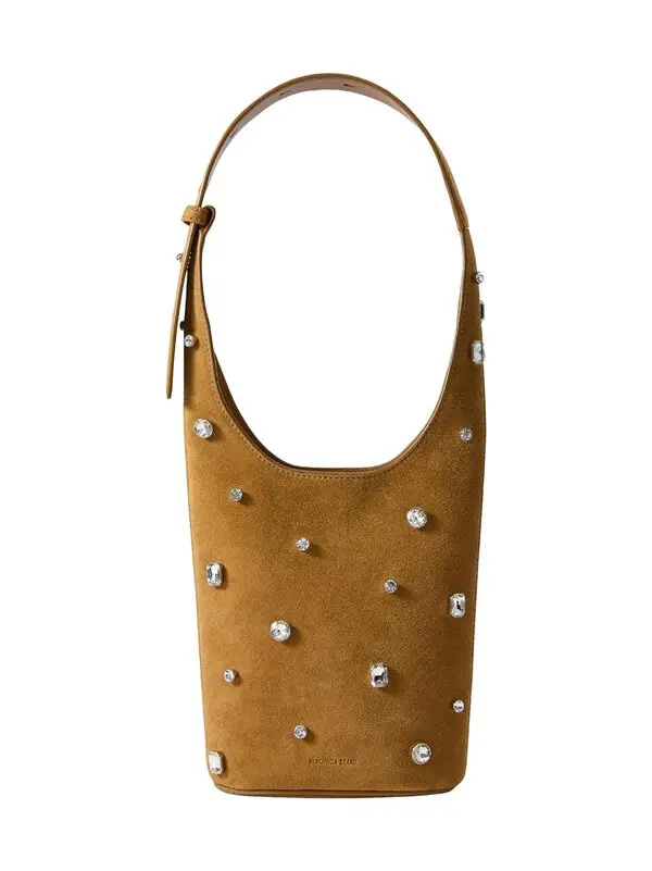 Veronica Beard Loop Crystal-studded Shoulder Bag - Acorn