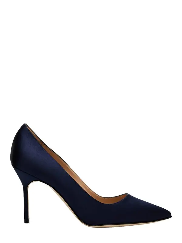 Manolo Blahnik Bb 90mm Satin Pumps - Navy