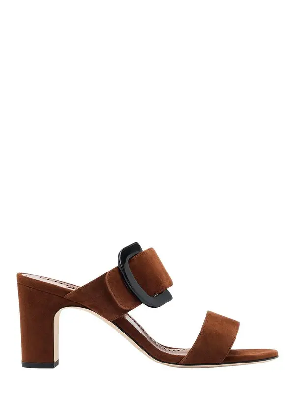 Manolo Blahnik Betimusa Suede Mule Sandals - Dark Brown
