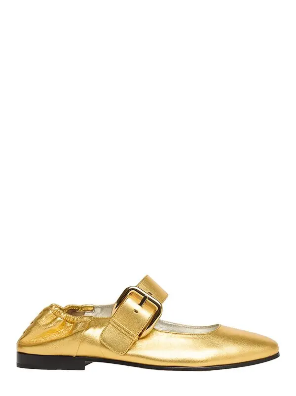 Bottega Veneta Astaire Leather Mary Jane Ballerina Flats - Gold