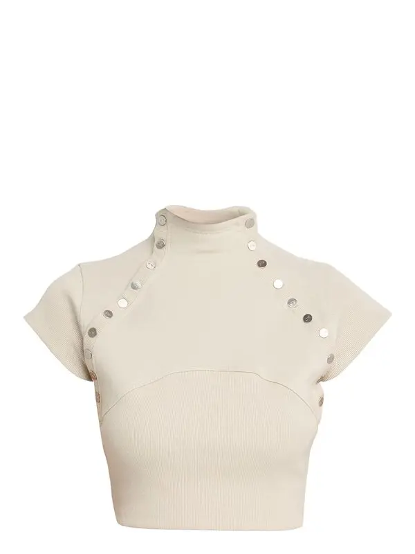 JANE WADE Snap-down Crop Top - Stone