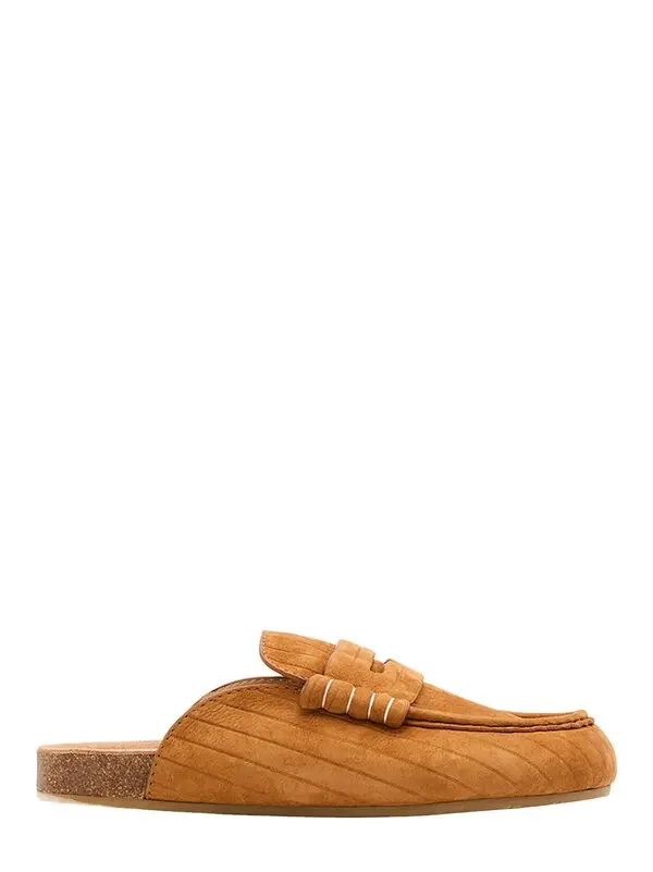 JW Anderson Suede Loafer Mules - Caramel