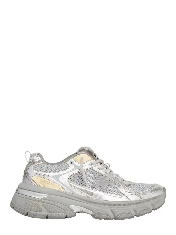Golden Goose Lightstar Mesh And Leather Runner Sneakers - Silver/gold