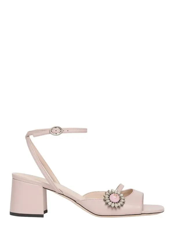 Valentino Garavani Daisy Jeweled Leather Sandals - Rose