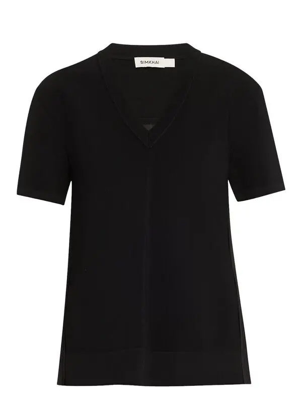 Simkhai Guthrie V-neck Tunic Top - Black
