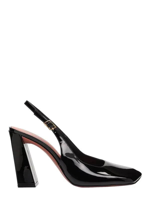 Amina Muaddi Charlotte Patent Leather Slingback Pumps - Black