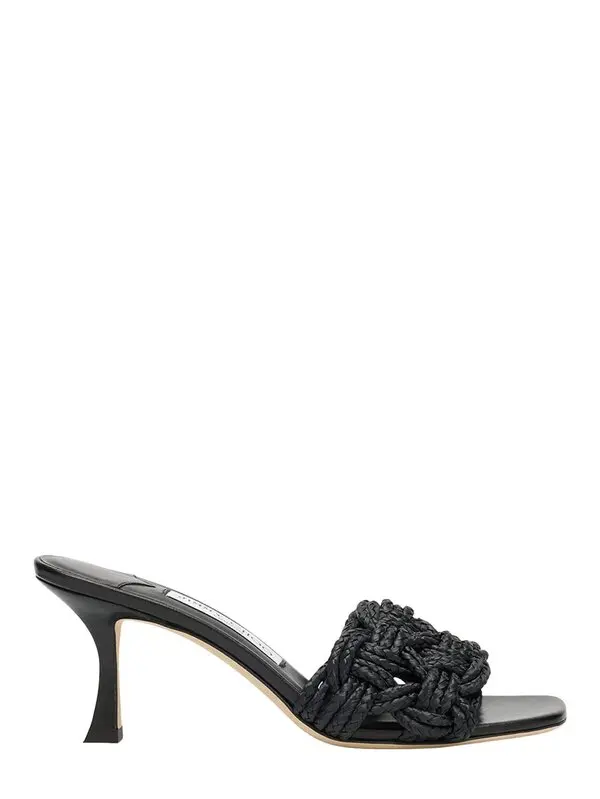 JIMMY CHOO Chara 70 Crochet Raffia Sandals - Black