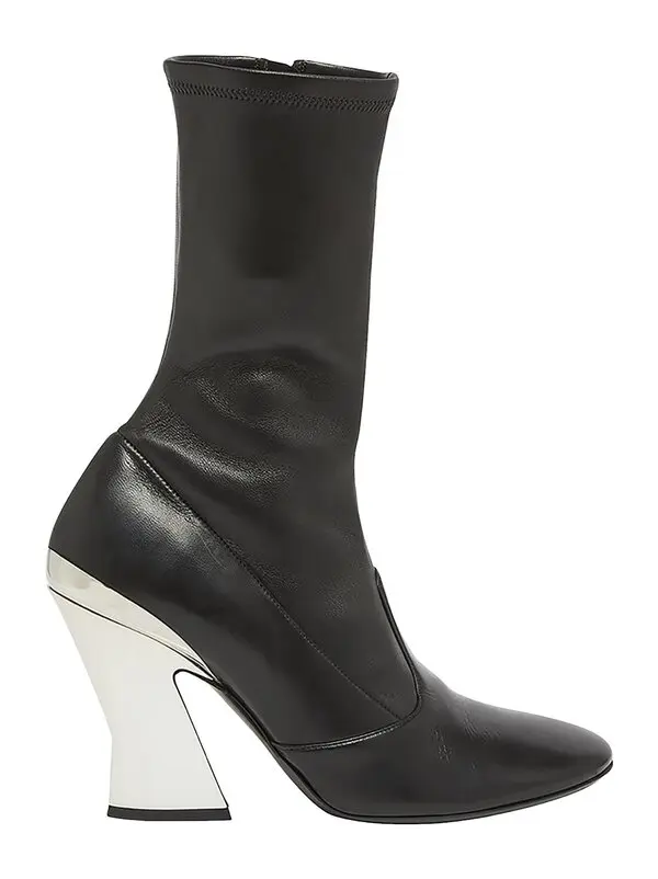 Givenchy Leather Sculpted-heel Ankle Booties - Black/silver