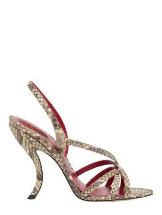 Valentino Garavani Fetishique Snakeskin Sandals - Crema