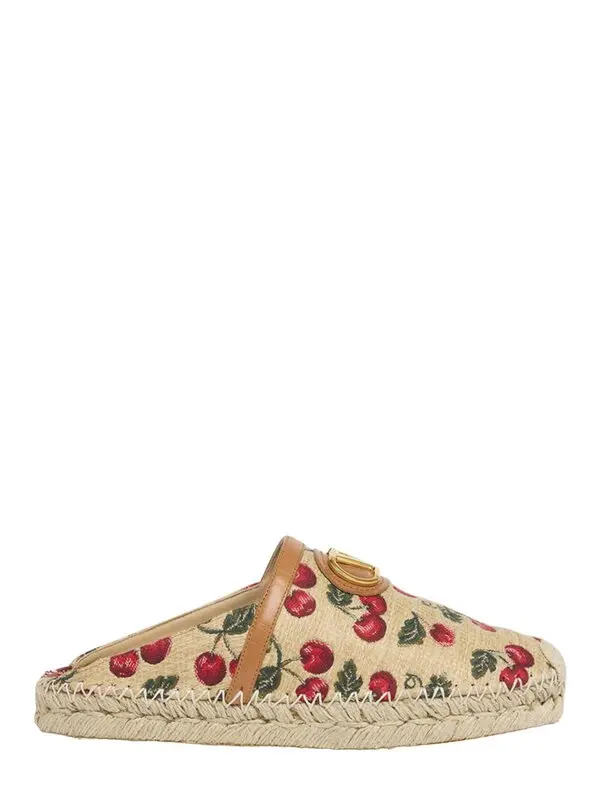 Valentino Garavani Vlogo Cherry Espadrille Mules - Naturale/rosso