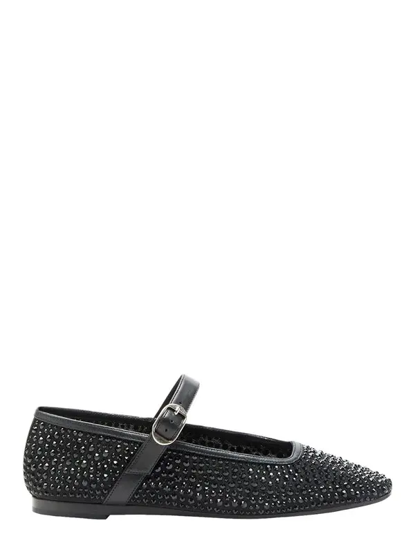 Le Monde Beryl Crystal Mesh Mary Jane Ballerina Flats - Black