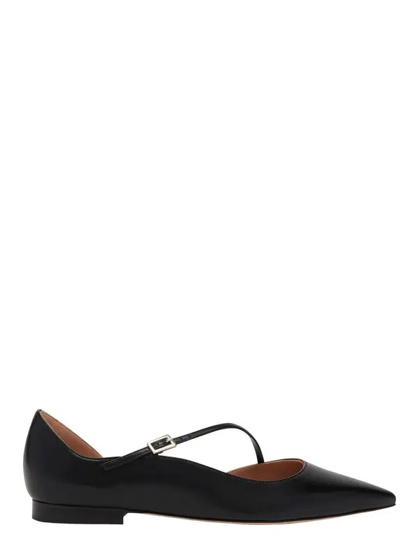 MALONE SOULIERS Bettina Nappa Leather Ballerina Flats - Black
