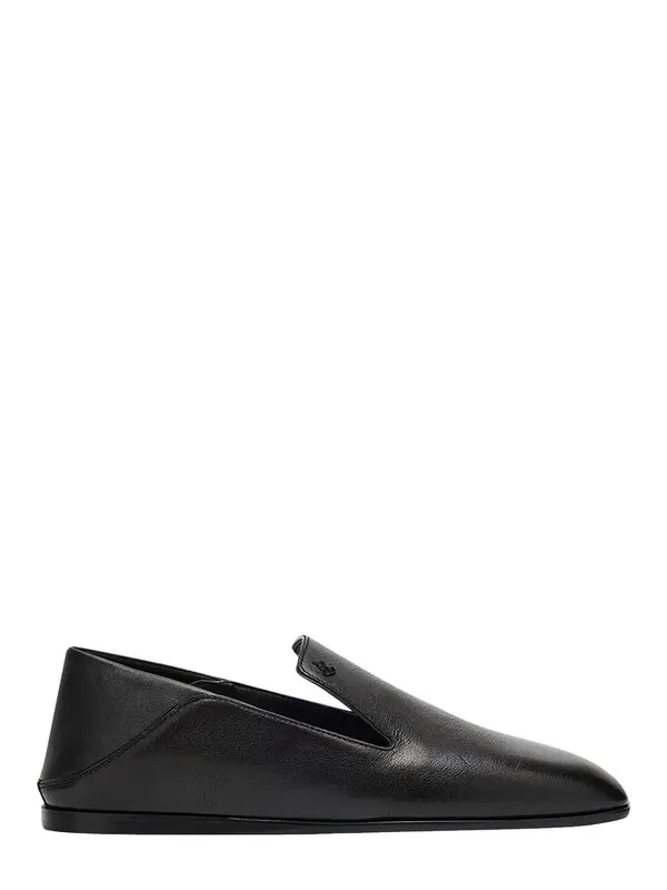JIMMY CHOO Elliot Leather Slippers - Black