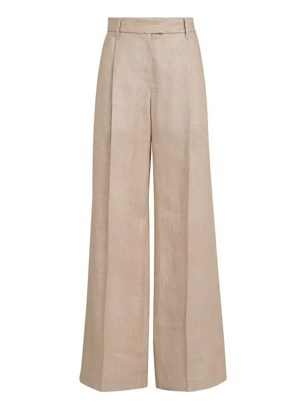 Brunello Cucinelli Linen-blend Wide Leg Trousers - Pink
