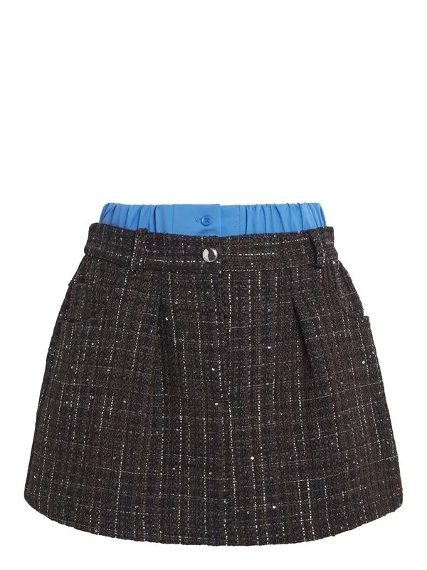 Maje Tweed Waistband Short - Brown